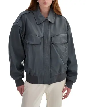 LAMARQUE Trevanna Leather Bomber Jacket - Graphite