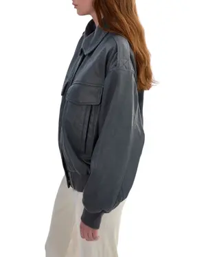 LAMARQUE Trevanna Leather Bomber Jacket - Graphite