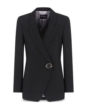 Emporio Armani Crepe Cady Blazer With Metal Closure