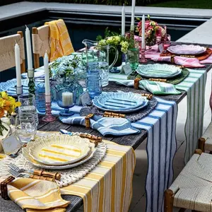 JULISKA Cabana Stripe Melamine Dinner Plate, Set Of 4 - Assorted