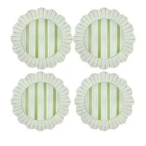 JULISKA Cabana Stripe Melamine Dinner Plate, Set Of 4 Seagrass Green