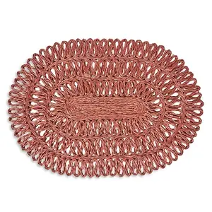 JULISKA Straw Loop Oval Placemat - Coral