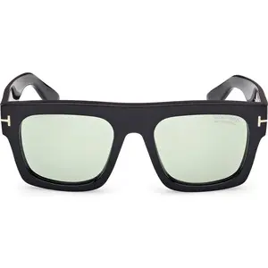 TOM FORD Fausto 53mm Square Sunglasses - Black/ Photochromic Green