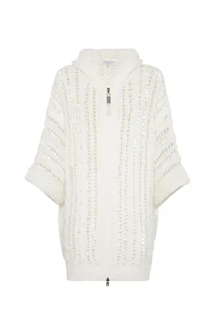 Brunello Cucinelli Brunello Cucinelli Cable & Mesh Cardigan Panama