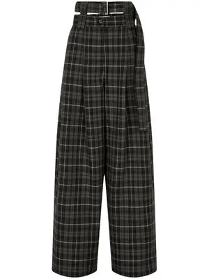STUDIO TOMBOY Tartan Check Belted Trousers - Black