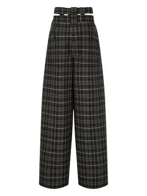 STUDIO TOMBOY Tartan Check Belted Trousers