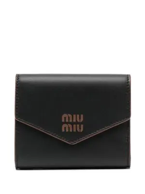 Miu Miu Logo-embossed Trifold Wallet - Black