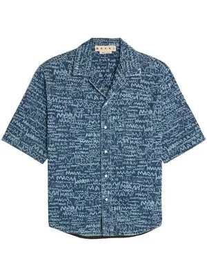 Marni Logo Western Denim Shirt - Blue