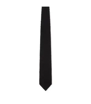 TOM FORD Tom Ford Silk Knitted Neck Tie Black
