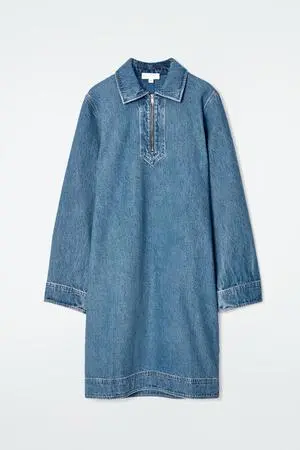 Cos Denim Half-zip A-line Dress