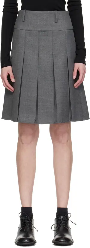 FAX COPY EXPRESS Fax Copy Express Pleated Midi Skirt - Grey
