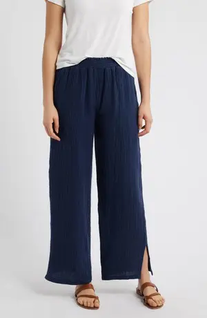 BEACHLUNCHLOUNGE Meadow Wide Leg Gauze Pants - Navy