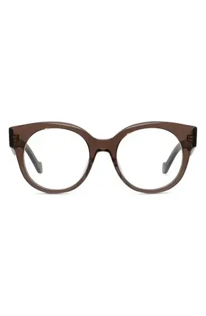 Loewe Anagram 51mm Round Eyeglasses - Dark Brown/ Other