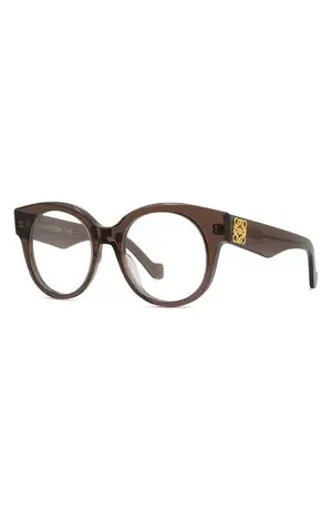 Loewe Anagram 51mm Round Eyeglasses - Dark Brown/ Other