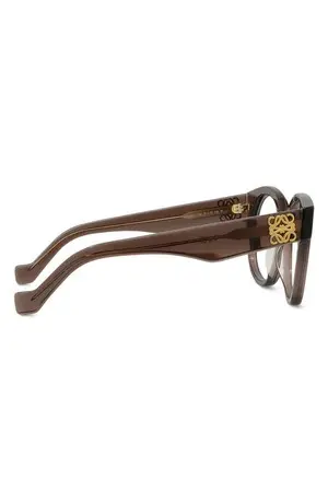 Loewe Anagram 51mm Round Eyeglasses - Dark Brown/ Other