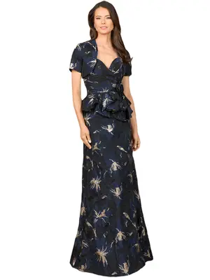 LARA NEW YORK Strapless Brocade Gown With Bolero