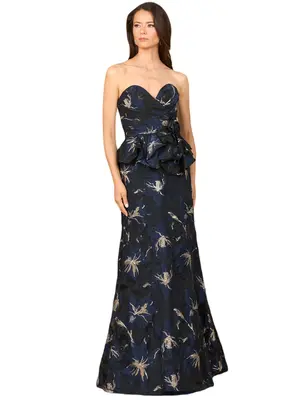LARA NEW YORK Strapless Brocade Gown With Bolero
