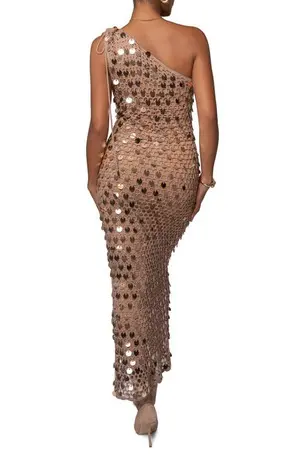 JLUXLABEL Opulent Paillette One-shoulder Maxi Dress