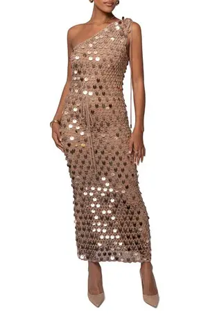 JLUXLABEL Opulent Paillette One-shoulder Maxi Dress