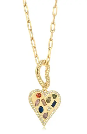 SHYMI Geometric Heart Pendant Necklace - Gold