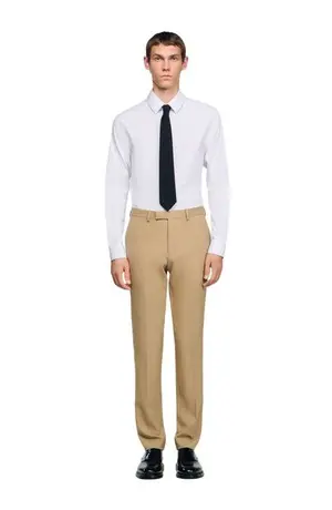 Sandro Classic Fit Wool Suit Trousers - Beige