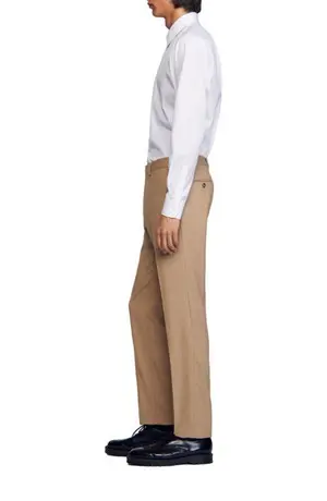 Sandro Classic Fit Wool Suit Trousers - Beige