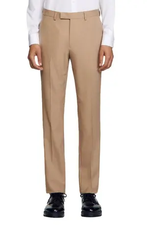 Sandro Classic Fit Wool Suit Trousers - Beige