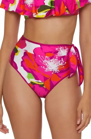 Trina Turk Bloom High Waisted Bikini Bottom - Pink Multi