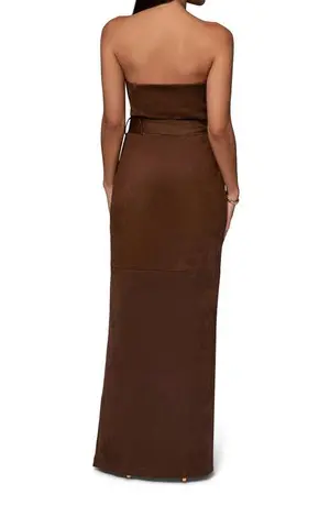 JLUXLABEL Xena Belted Faux Suede Maxi Dress