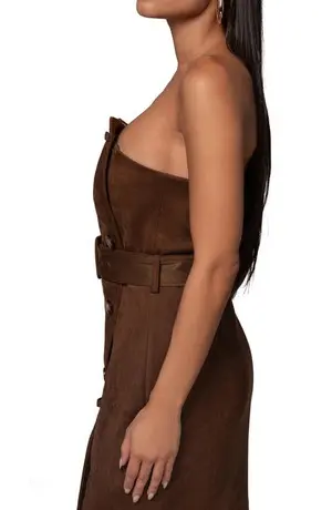 JLUXLABEL Xena Belted Faux Suede Maxi Dress