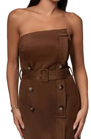 JLUXLABEL Xena Belted Faux Suede Maxi Dress
