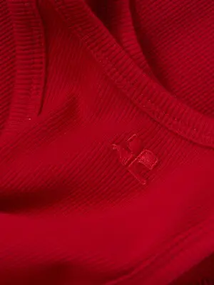 COURREGES Embroidered Ribbed Cotton-jersey Midi Dress - Red