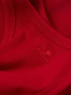 COURREGES Embroidered Ribbed Cotton-jersey Midi Dress - Red