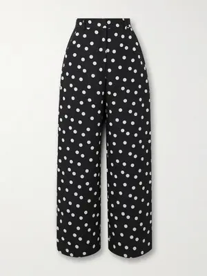 DIMA AYAD Polka-dot Textured-crepe Wide-leg Pants