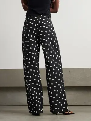 DIMA AYAD Polka-dot Textured-crepe Wide-leg Pants
