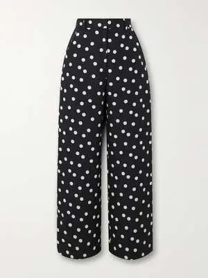 DIMA AYAD Polka-dot Textured-crepe Wide-leg Pants