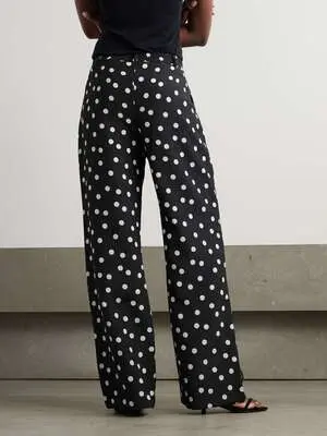 DIMA AYAD Polka-dot Textured-crepe Wide-leg Pants