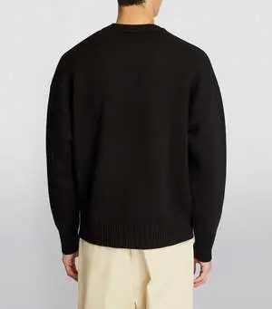 AMI Paris Virgin Wool De Coeur Sweater - Black