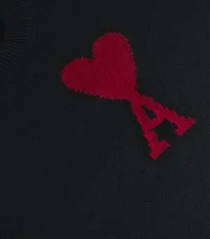 AMI Paris Virgin Wool De Coeur Sweater - Black