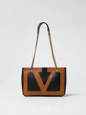 Valentino Garavani Viva Superstar Leather Shoulder Bag With Vlogo - Dark