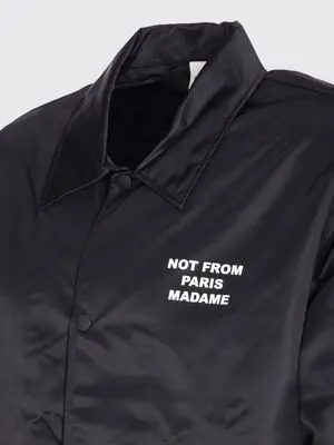 Drole De Monsieur Nylon Shirt Jacket With Slogan Logo - Black