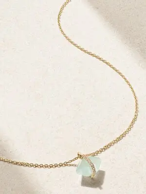 MELISSA JOY MANNING 14-karat Recycled Gold, Aquamarine And Herkimer Diamond Pendant Necklace - Blue