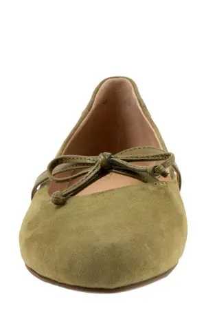 Trotters Carissa Ballet Flat - Olive Suede