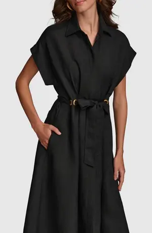 Donna Karan New York Linen-blend Shirtdress - Black
