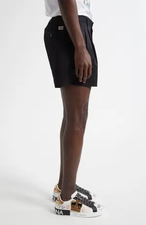Dolce & Gabbana Pleated Stretch Cotton Bermuda Shorts - Black