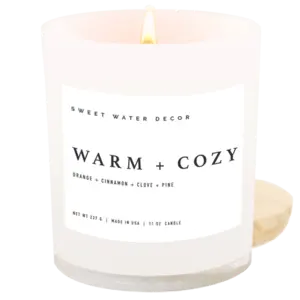 SWEET WATER DECOR 11oz White Jar Candlespice Scents - Warm And Cozy