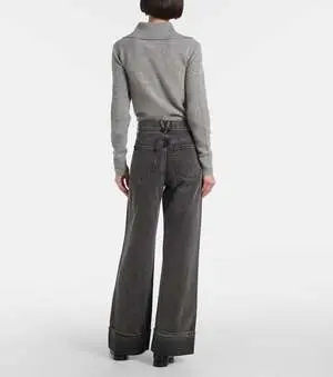 Veronica Beard Taylor High-rise Wide-leg Jeans - Black