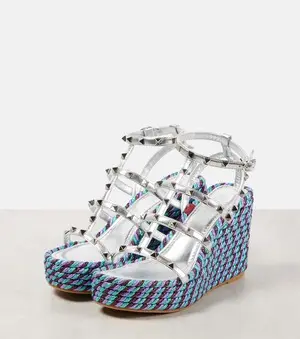 Valentino Garavani Rockstud Leather Espadrille Wedges