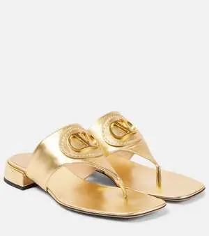 Valentino Garavani Vlogo Signature Thong Sandals - Gold