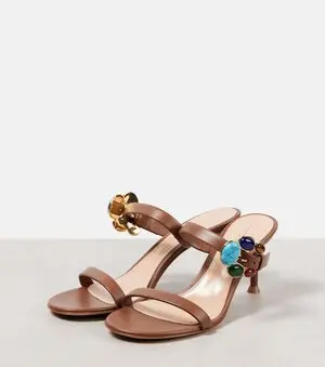 GIANVITO ROSSI 70 Buckle-detail Leather Mules - Brown